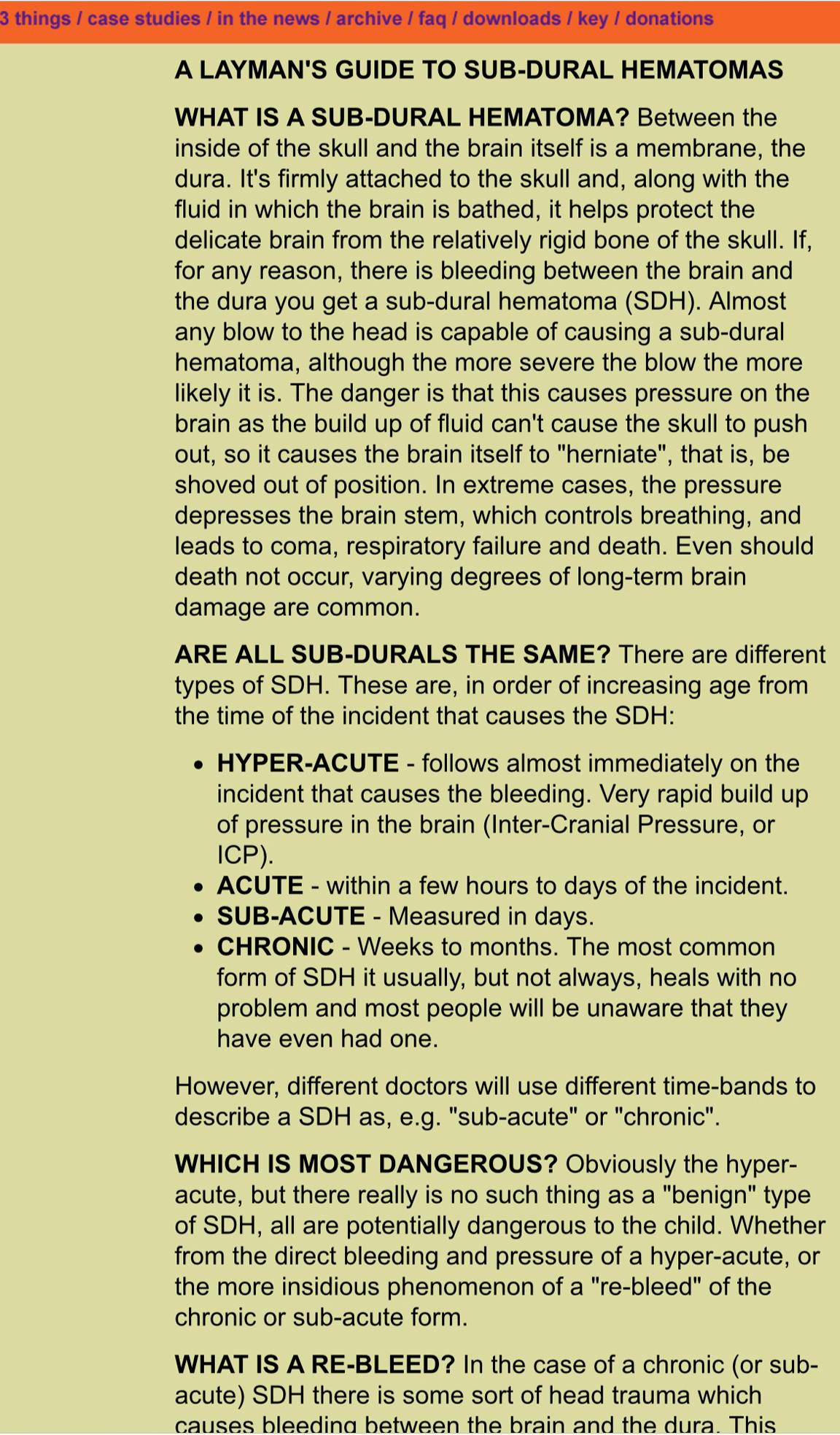 A Layman’s Guide to Sub-Dural Hematomas - Indelible Stain;